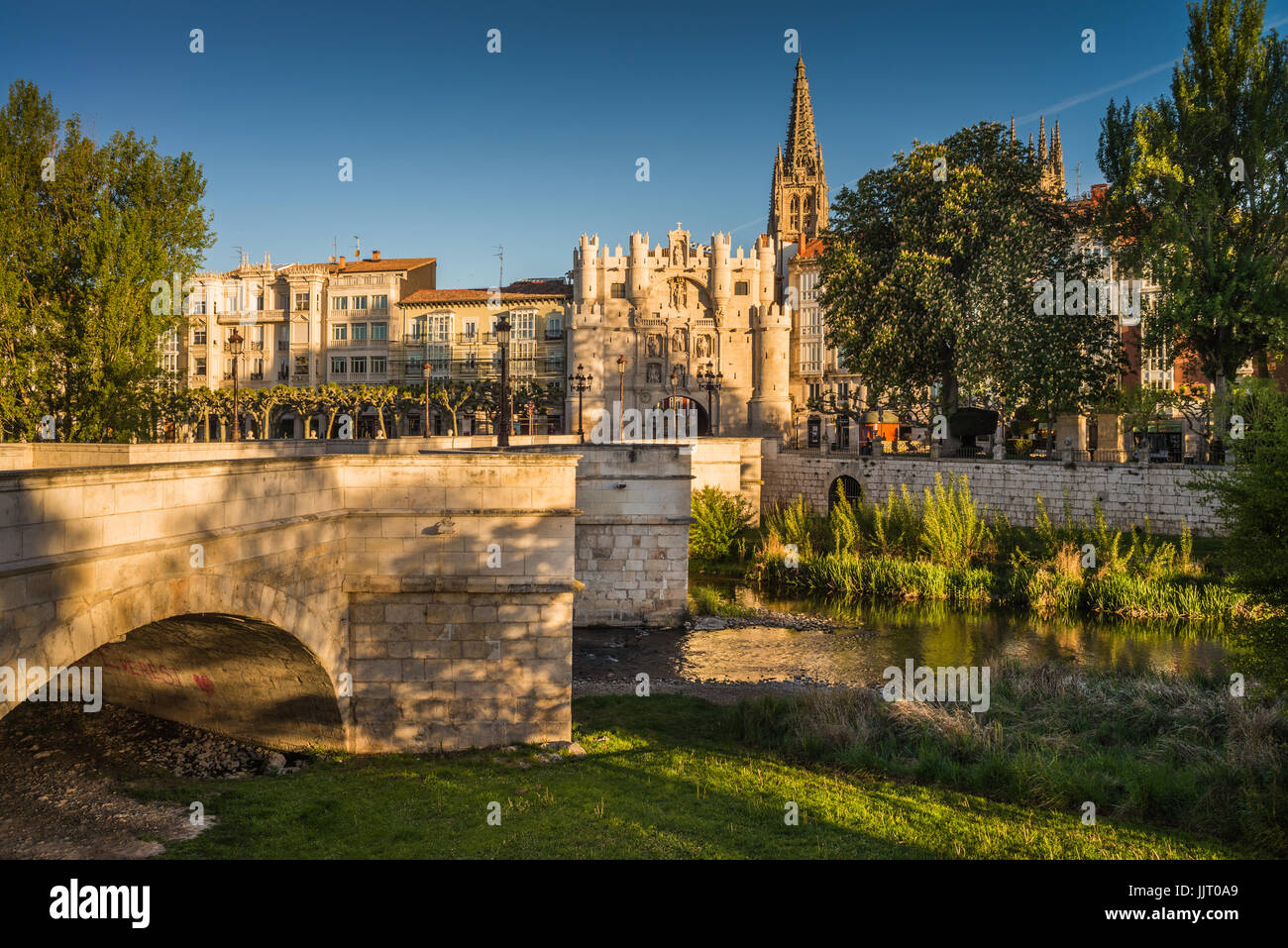 Bridge of Santa Maria in the Burgos, Spain. Camino de Santiago Stock ...