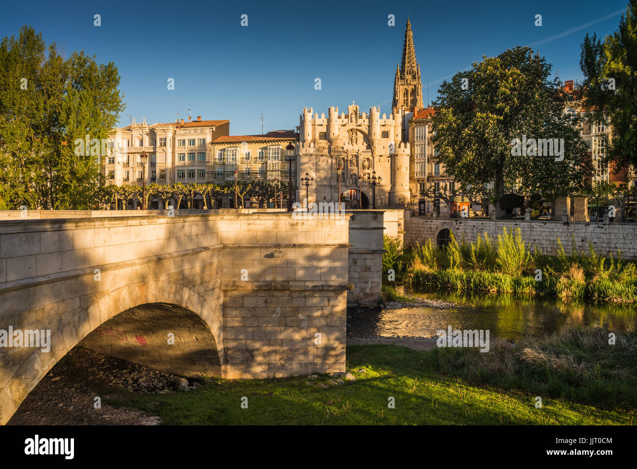 Bridge of Santa Maria in the Burgos, Spain. Camino de Santiago Stock ...