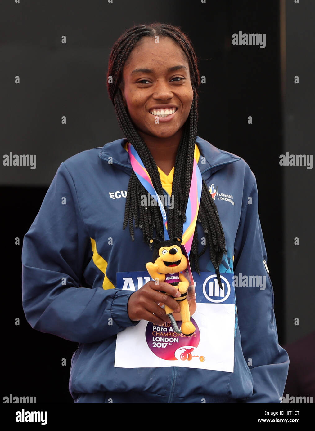 Ecuador's Anais Maribel Lara Borja with her bronze medal after the ...