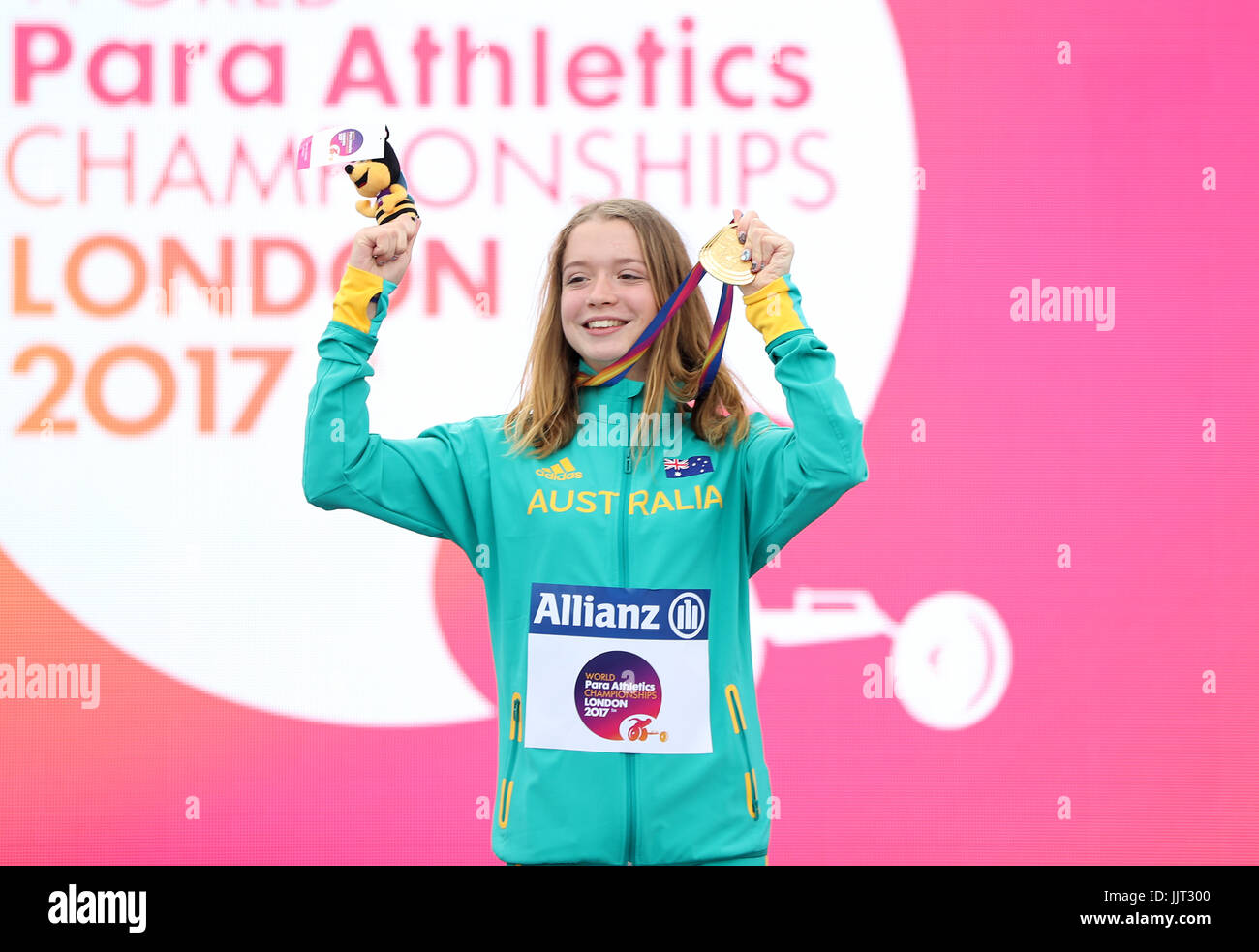 Australia's Isis Holt with her gold medal after the Women's 100m T35 ...