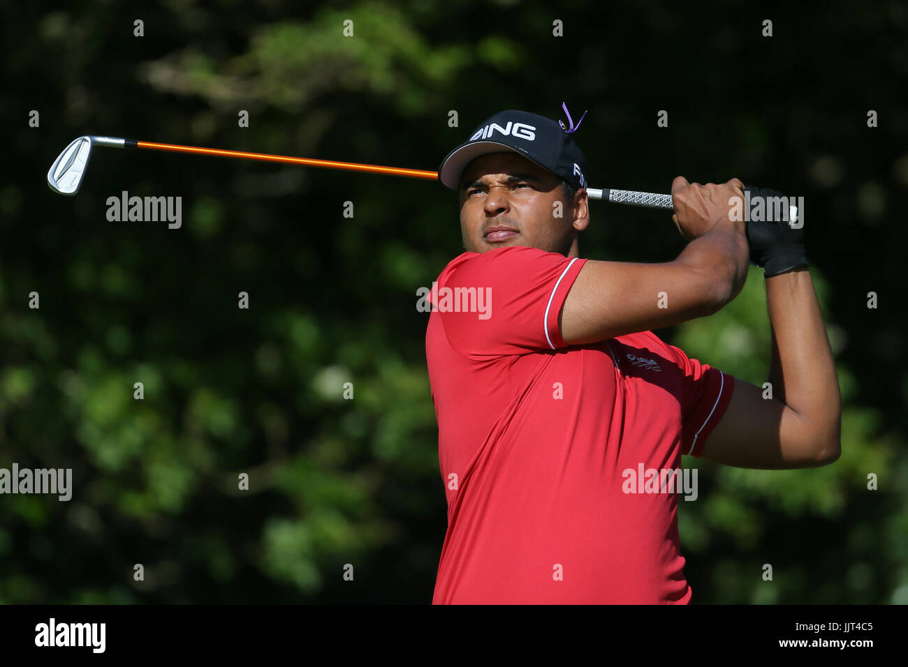 Colombia's Sebastian Munoz tees off the 5th during day one of The Open ...