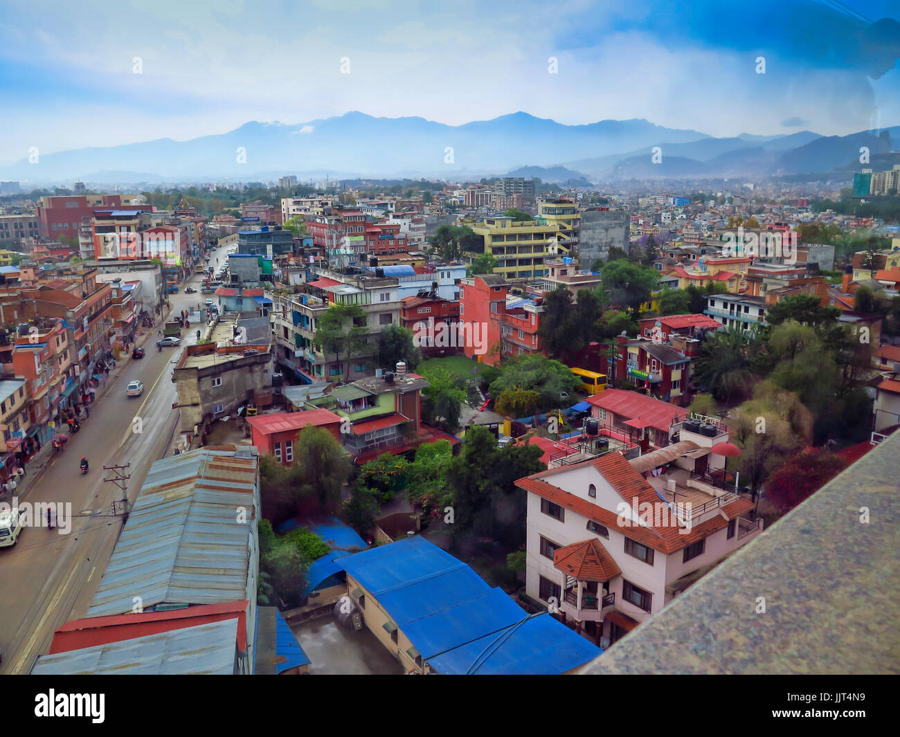 Aerial view of the city of Kathmandu in the Kathmandu Valley in Nepal ...