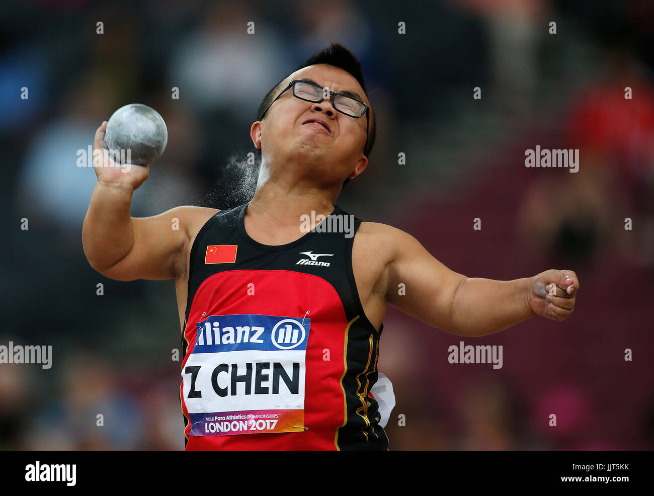 China's Zhenyu Chen competes in the Men's Shot Put F40 Final during day ...