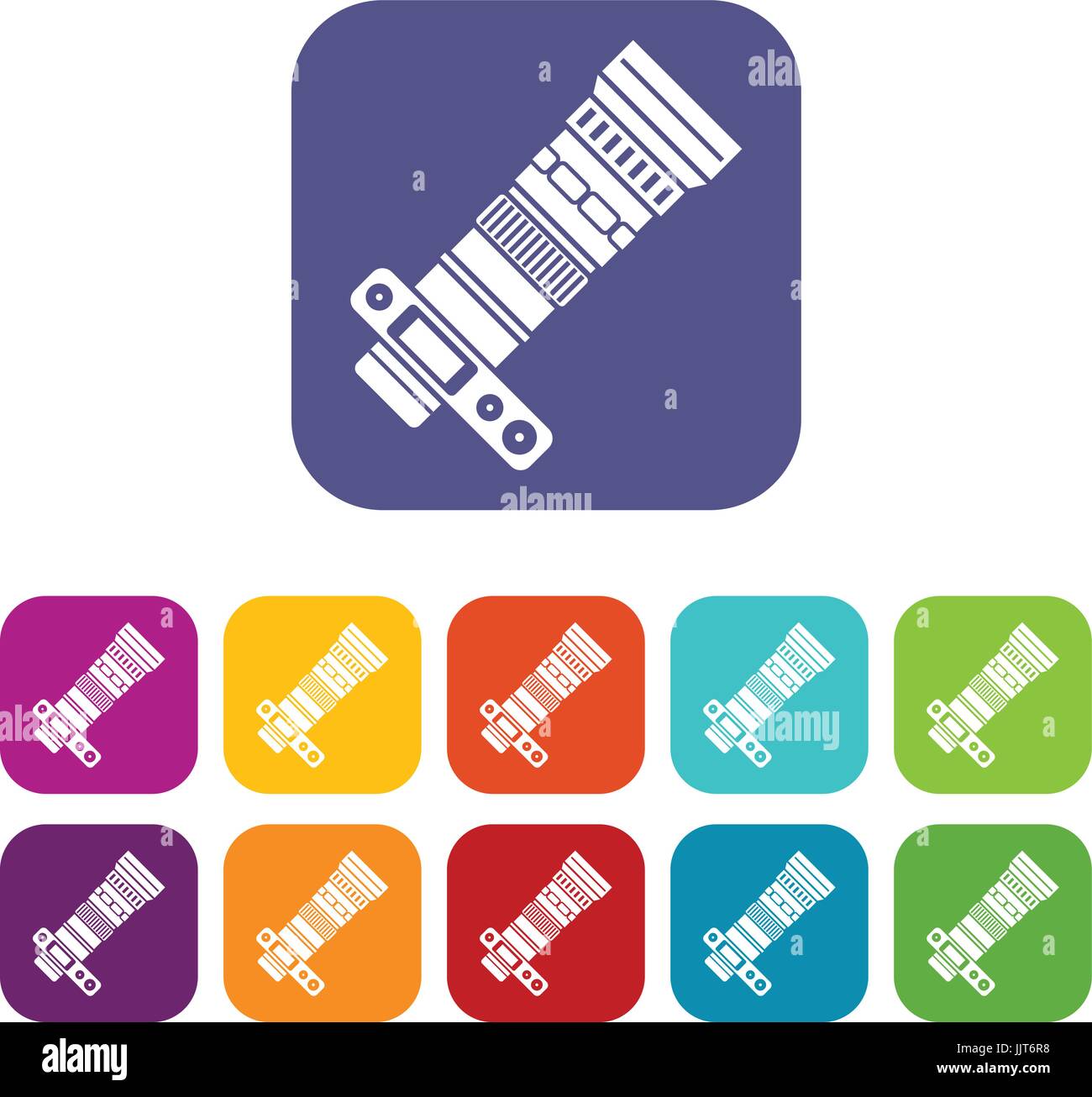 Dslr camera with zoom lens icons set Stock Vector Image & Art - Alamy