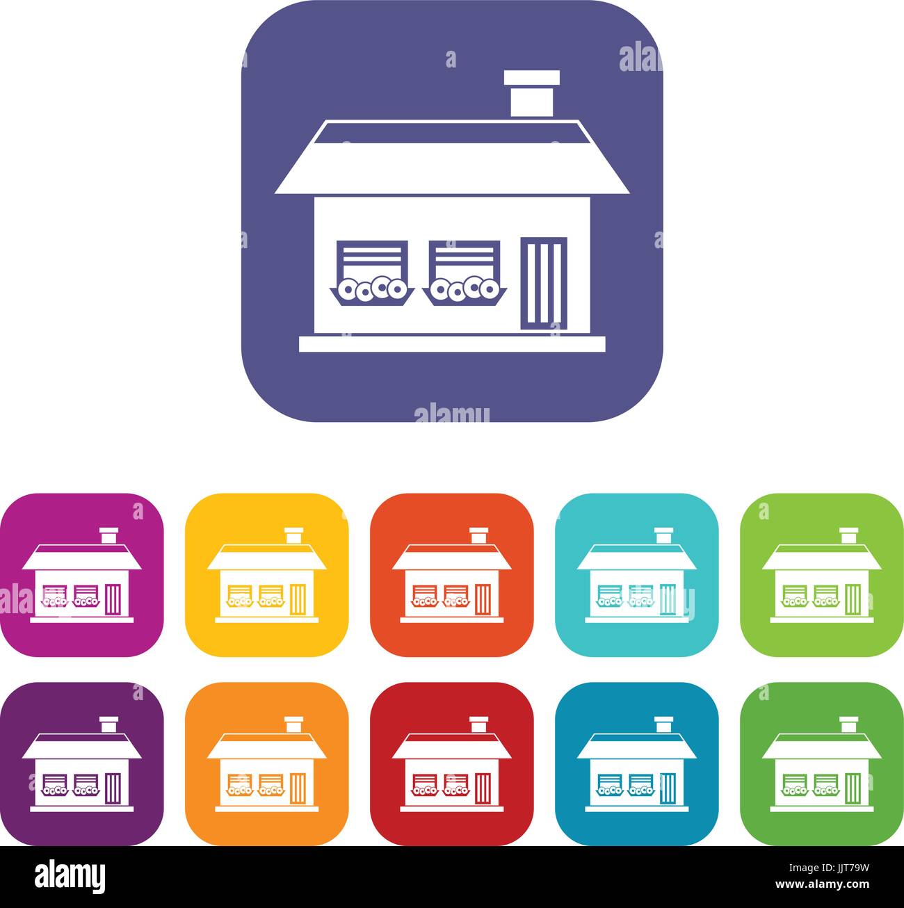 One storey house with two windows icons set Stock Vector Image & Art ...