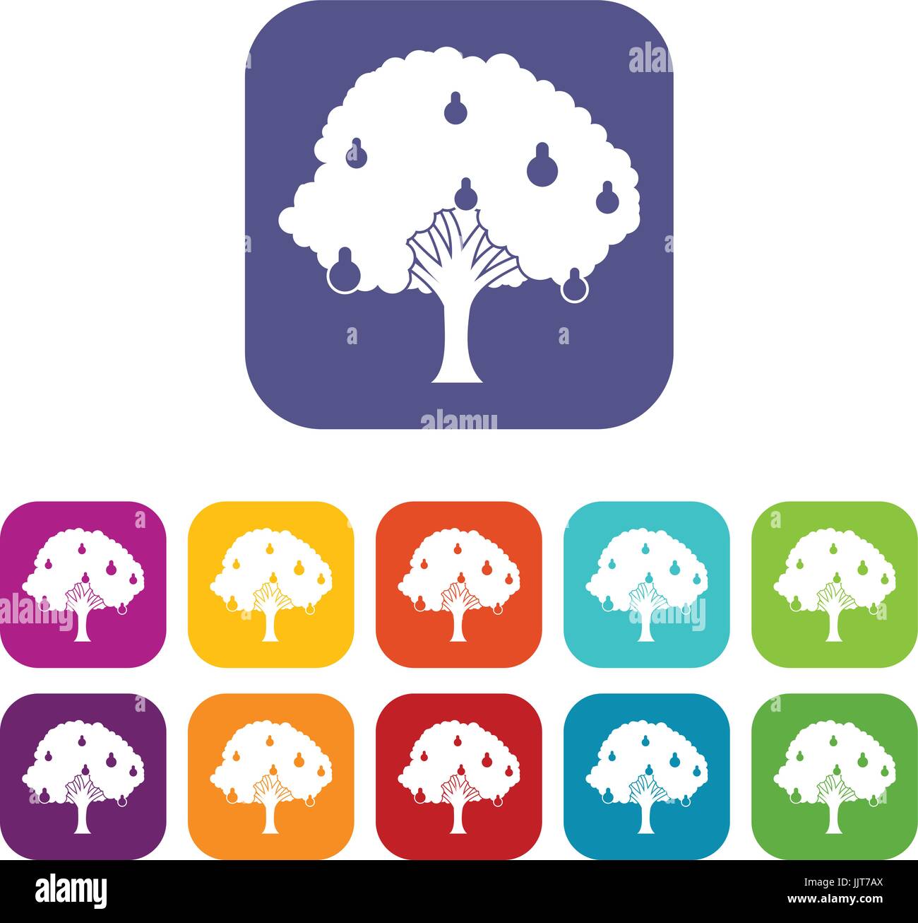 Pear tree with pears icons set Stock Vector Image & Art - Alamy