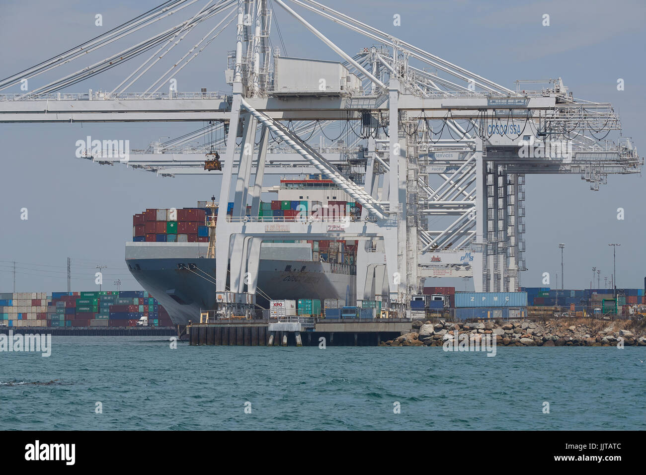 The New Panamax Or Neopanamax Container Ship, COSCO America, Loading ...