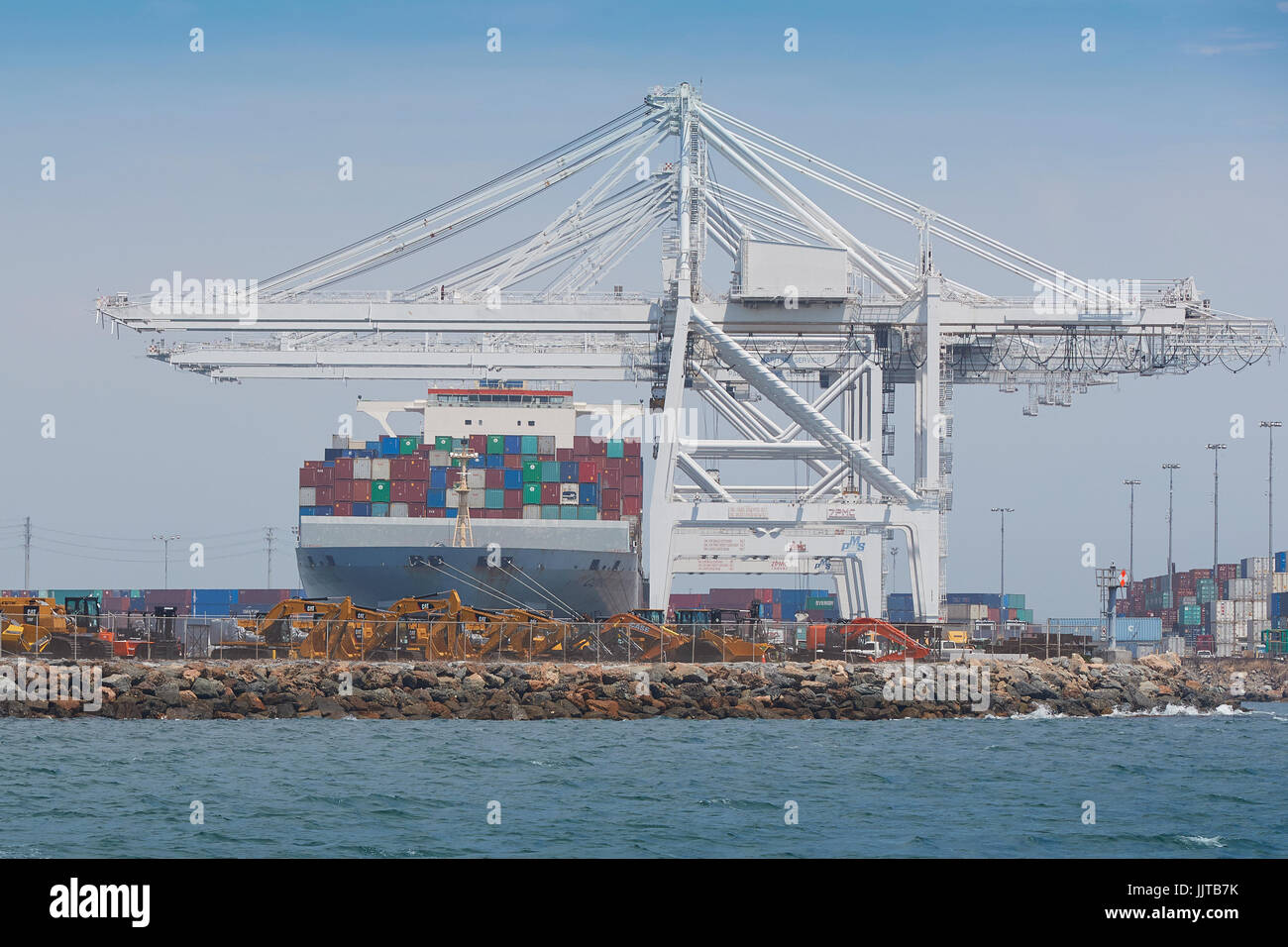 Container Ship, COSCO America, Loading On Berth 247 At The Long Beach ...