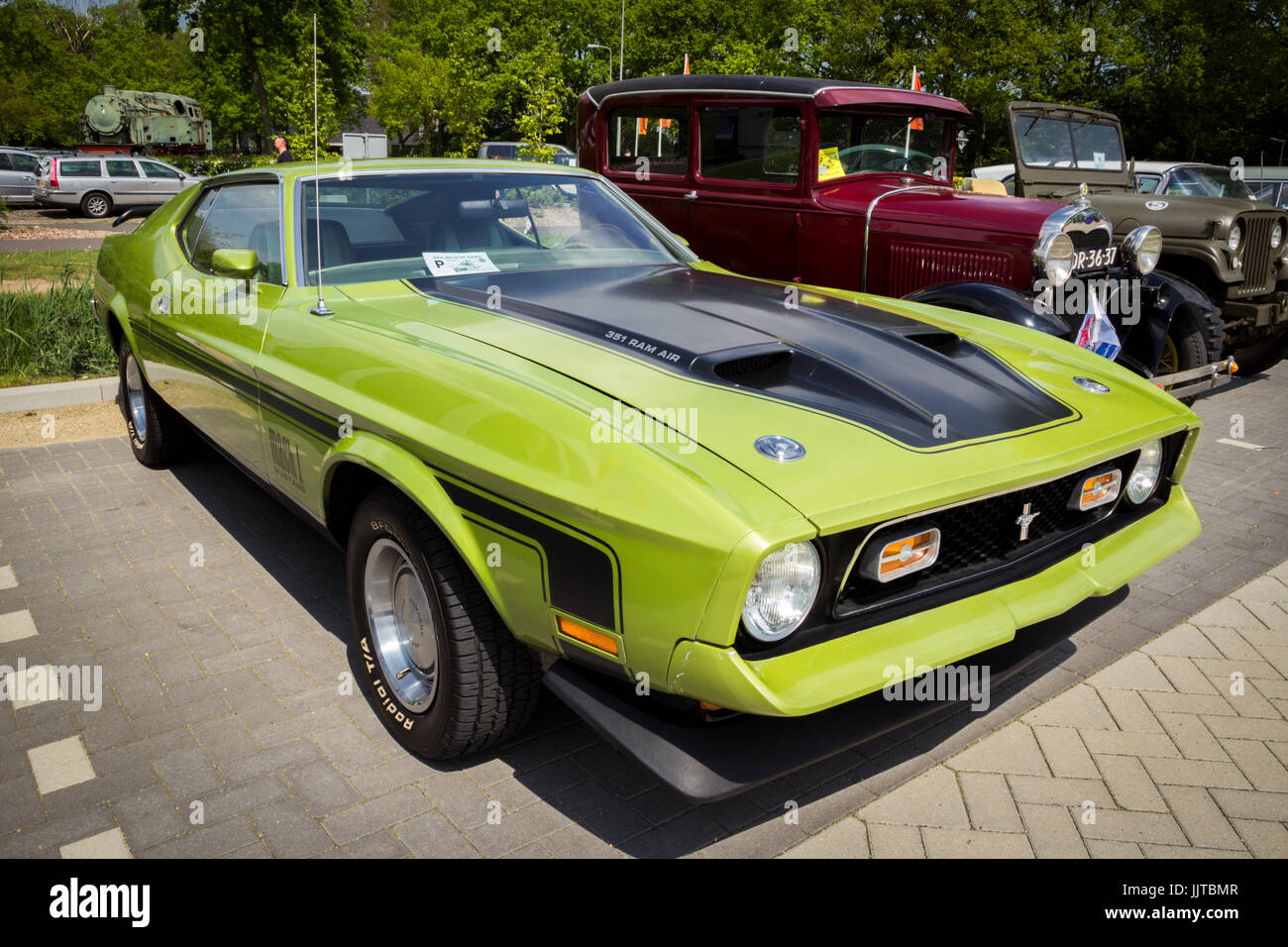 DEN BOSCH, THE NETHERLANDS - MAY 10, 2015: Green 1972 Ford Mach1 ...