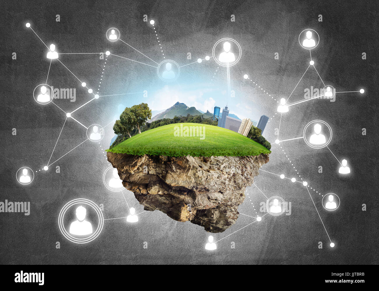 Concept of modern networking technologies and eco green construction ...