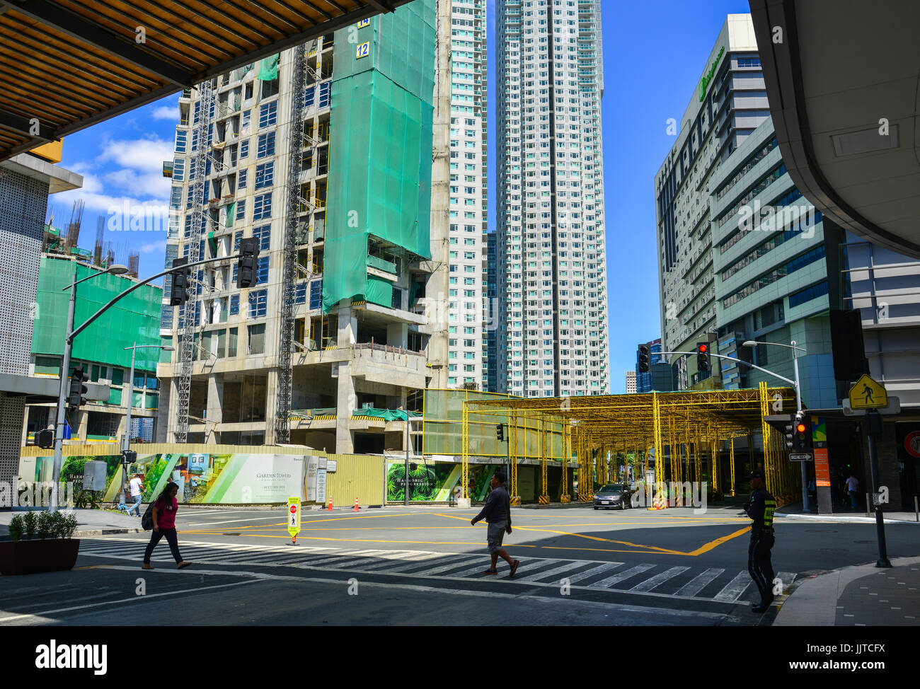 Manila, Philippines - Apr 14, 2017. People walking at Makati City in ...
