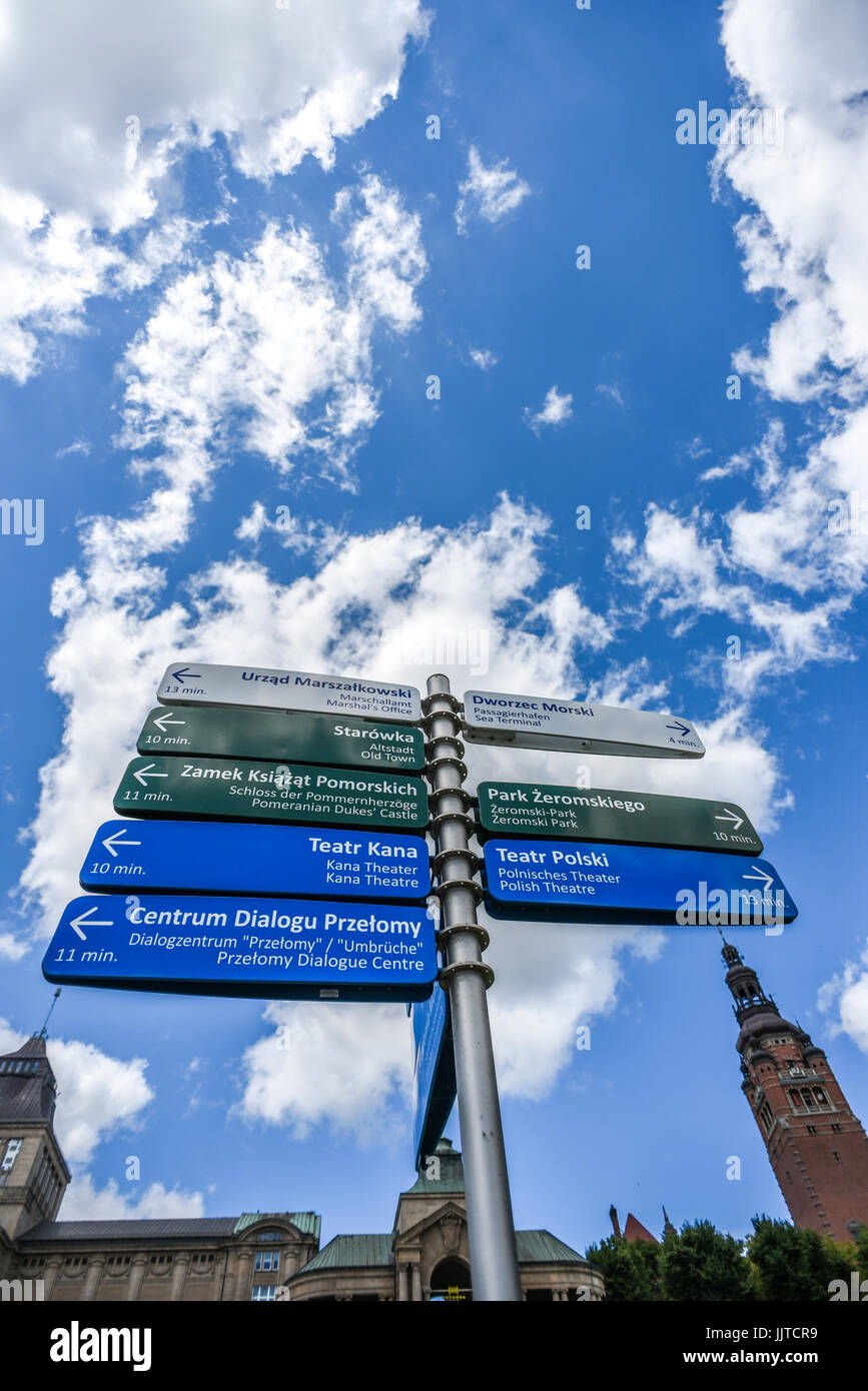 Direction with streets and places to visit in Szczecin Stock Photo - Alamy