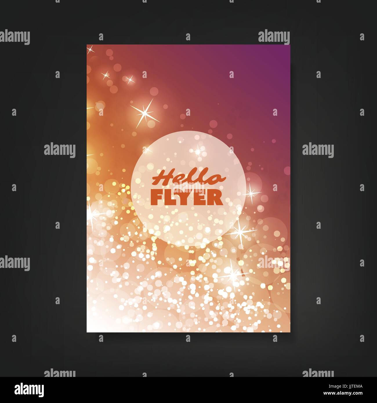 Hello Flyer - Card or Cover Design with Golden Sparkling Pattern ...