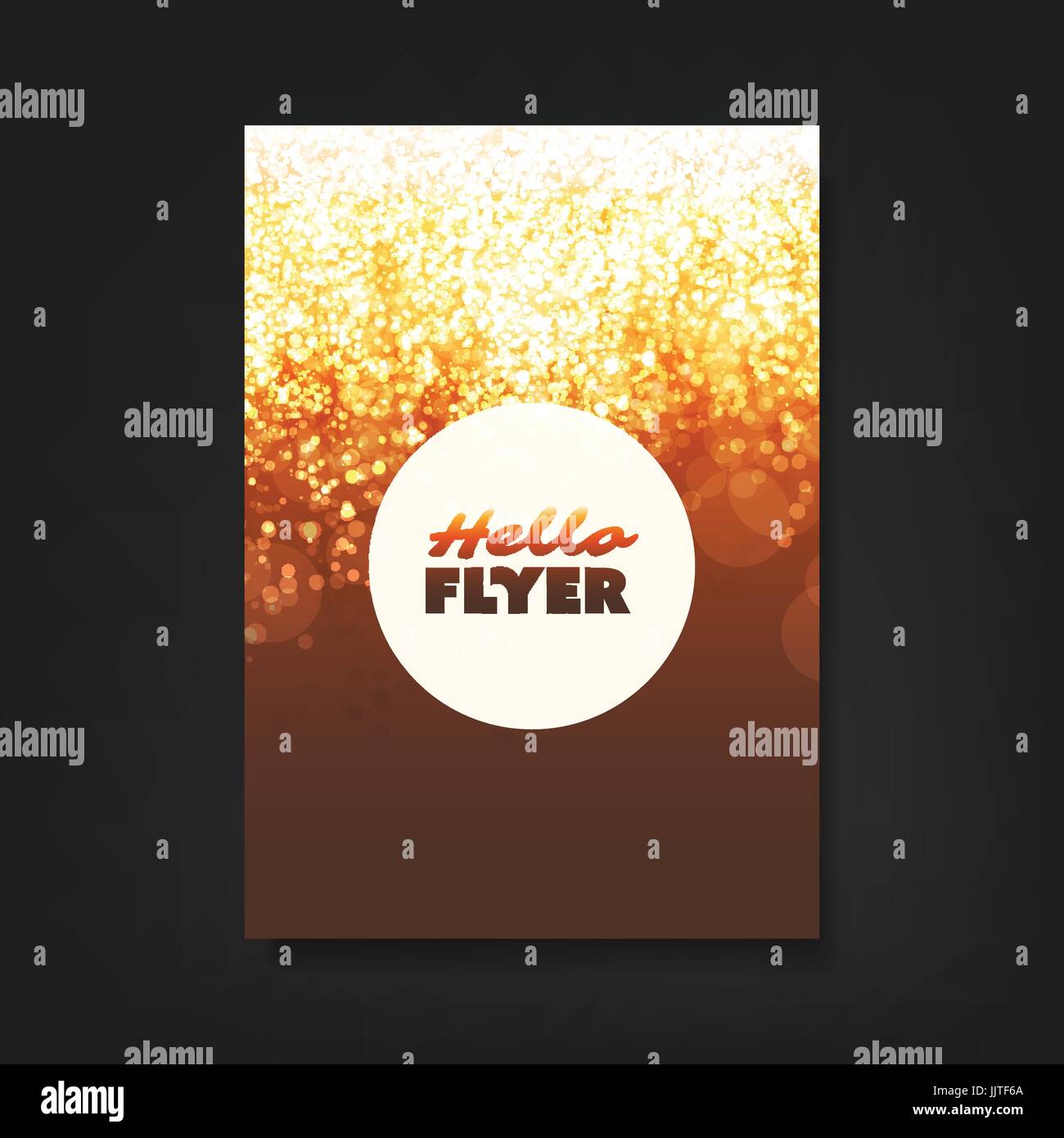 Hello Flyer - Card or Cover Design with Golden Sparkling Pattern ...