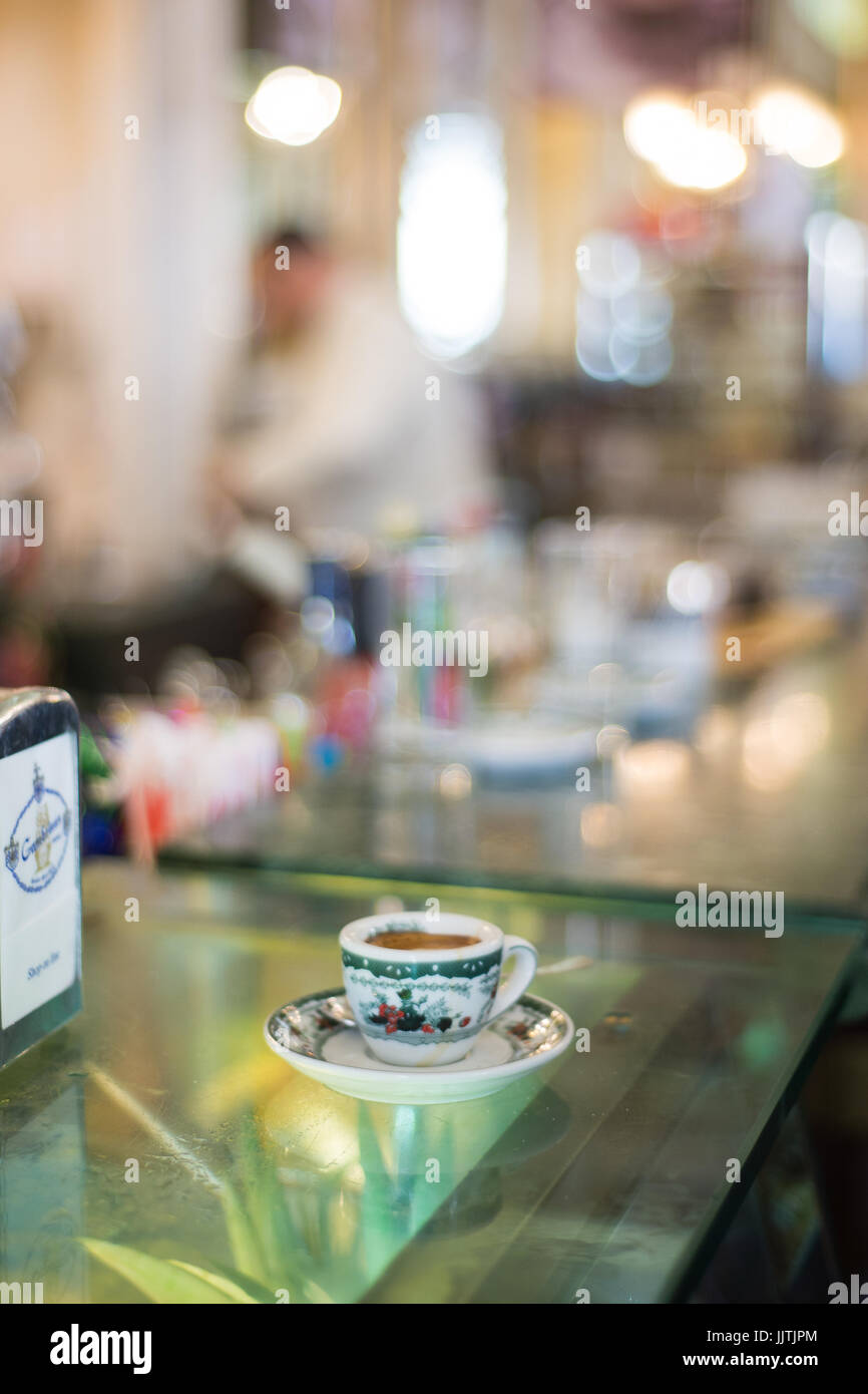 interior of gran caffe gambrinus, a traditional café in naples, italy ...
