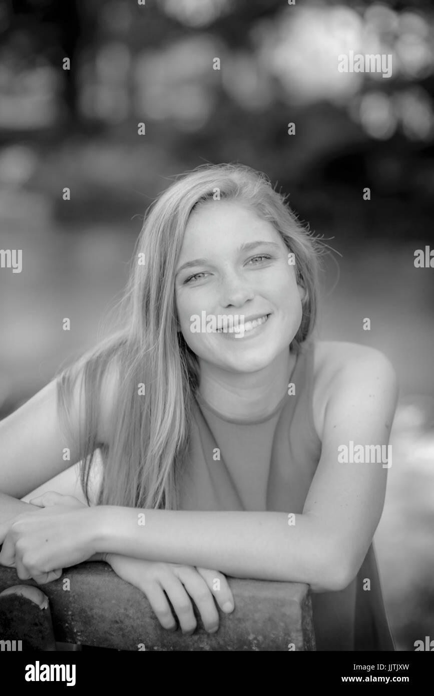 Fresh faced teenage girl outdoors Stock Photo - Alamy