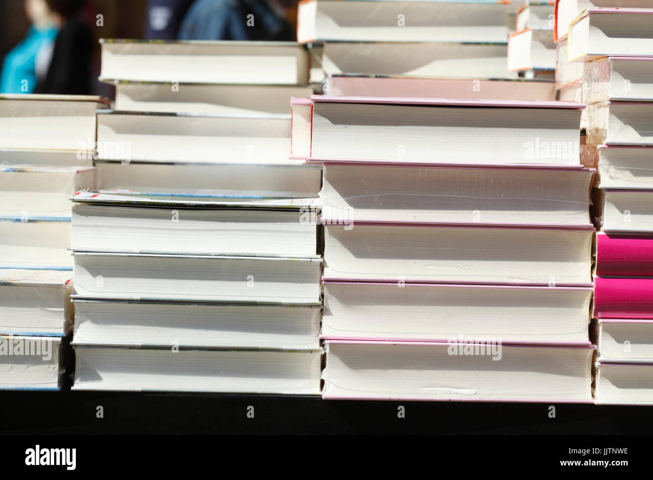 staked Books on a book stall Stock Photo - Alamy