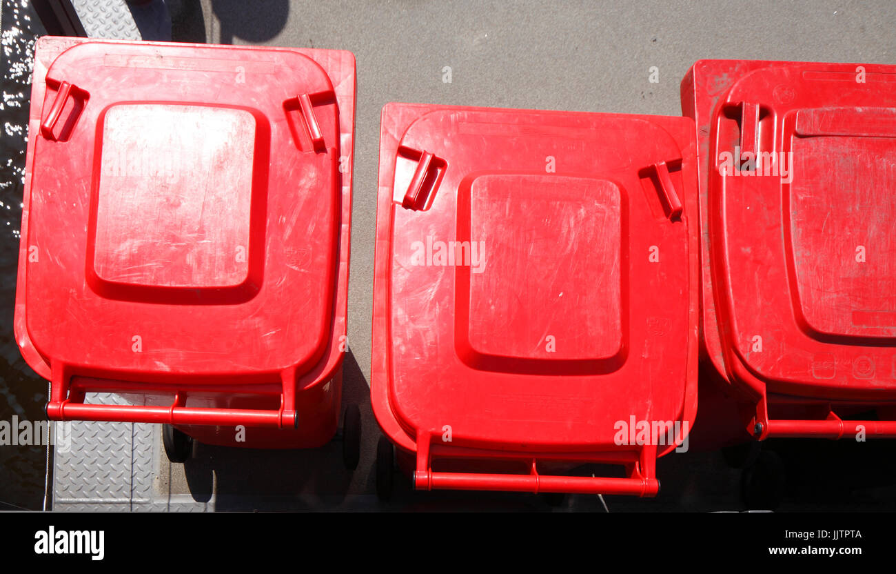 red Recycling Bin for glass Stock Photo - Alamy