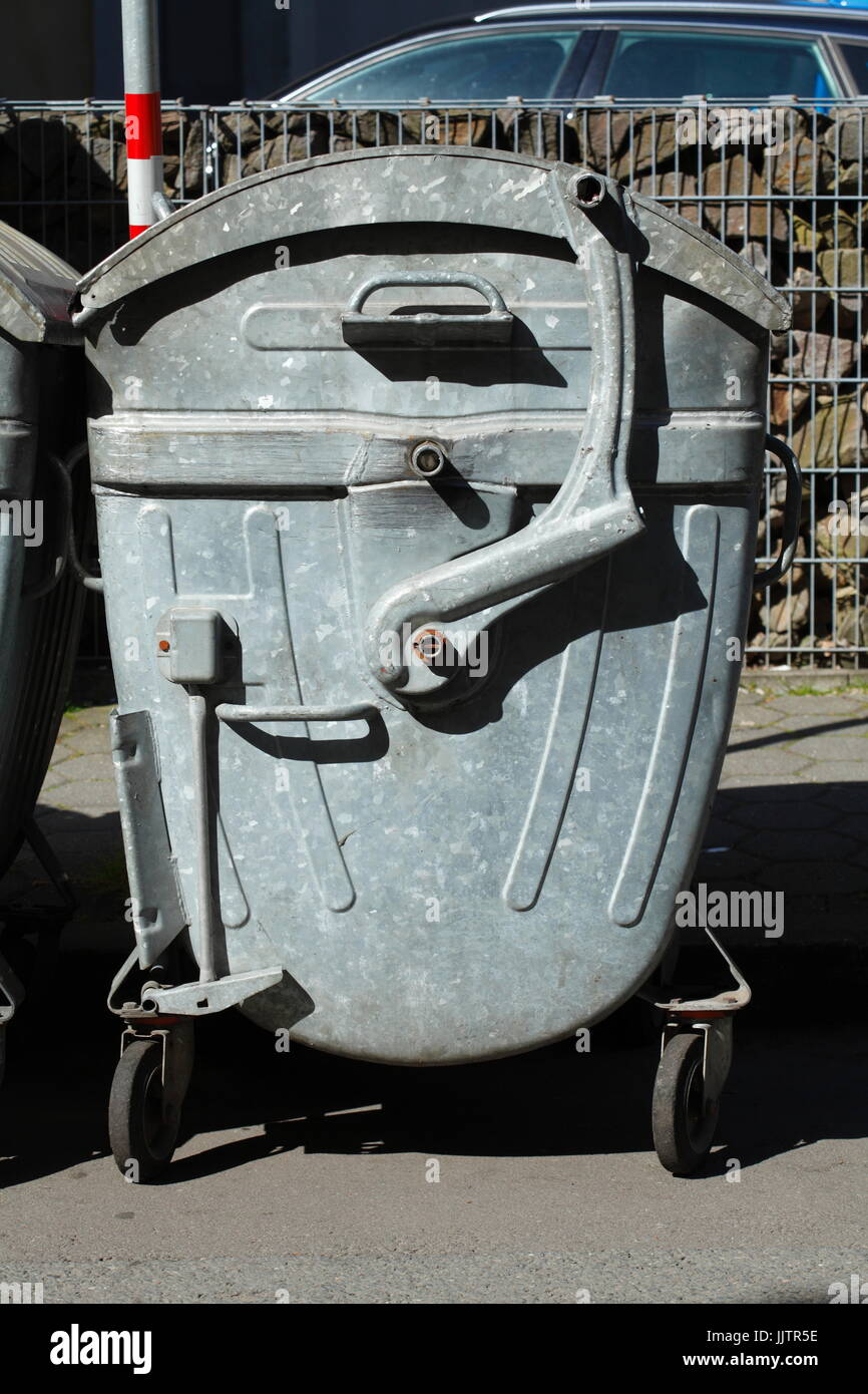 blue metal reciyling bins for waste paper Stock Photo - Alamy
