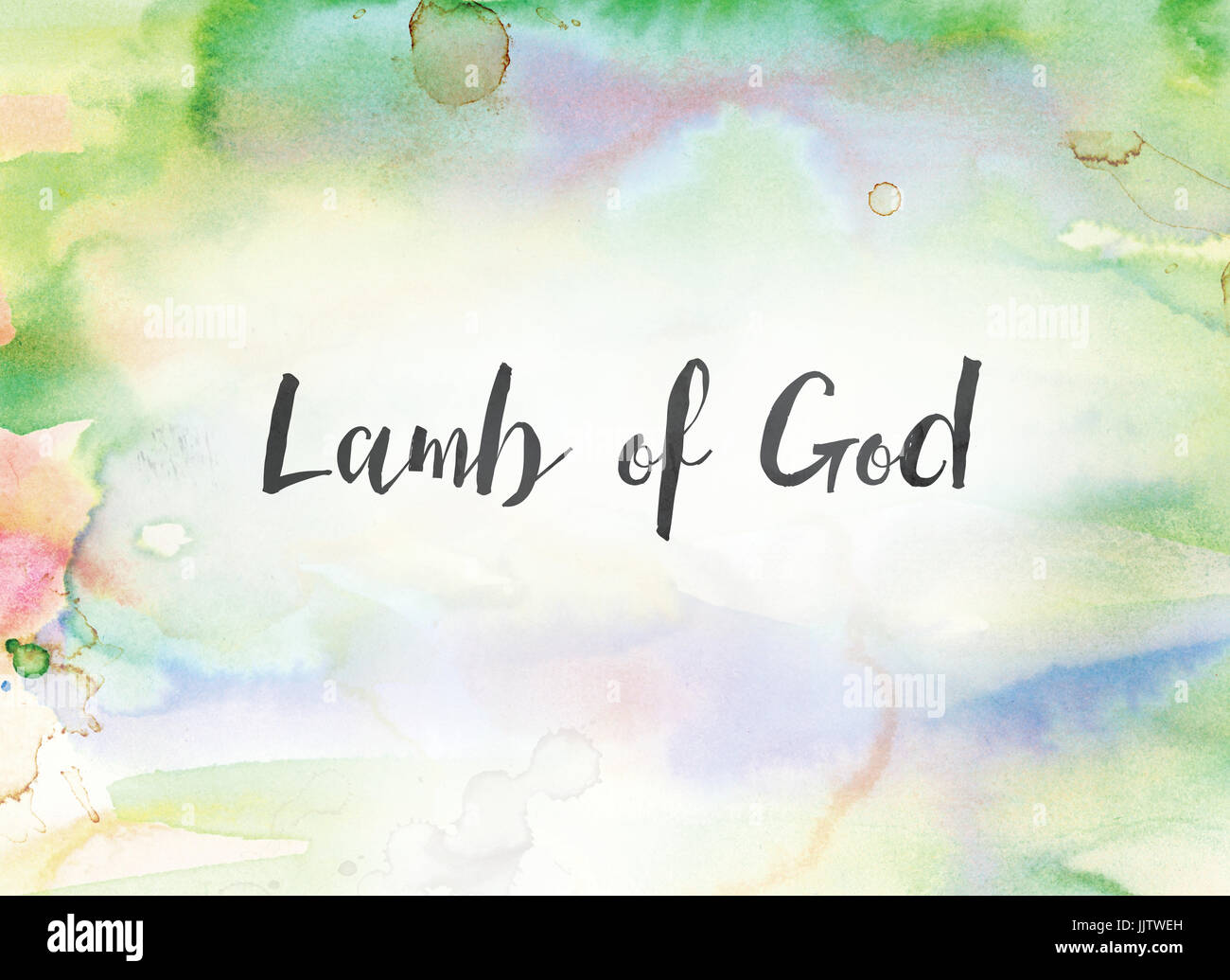 The words Lamb of God concept and theme written in black ink on a ...