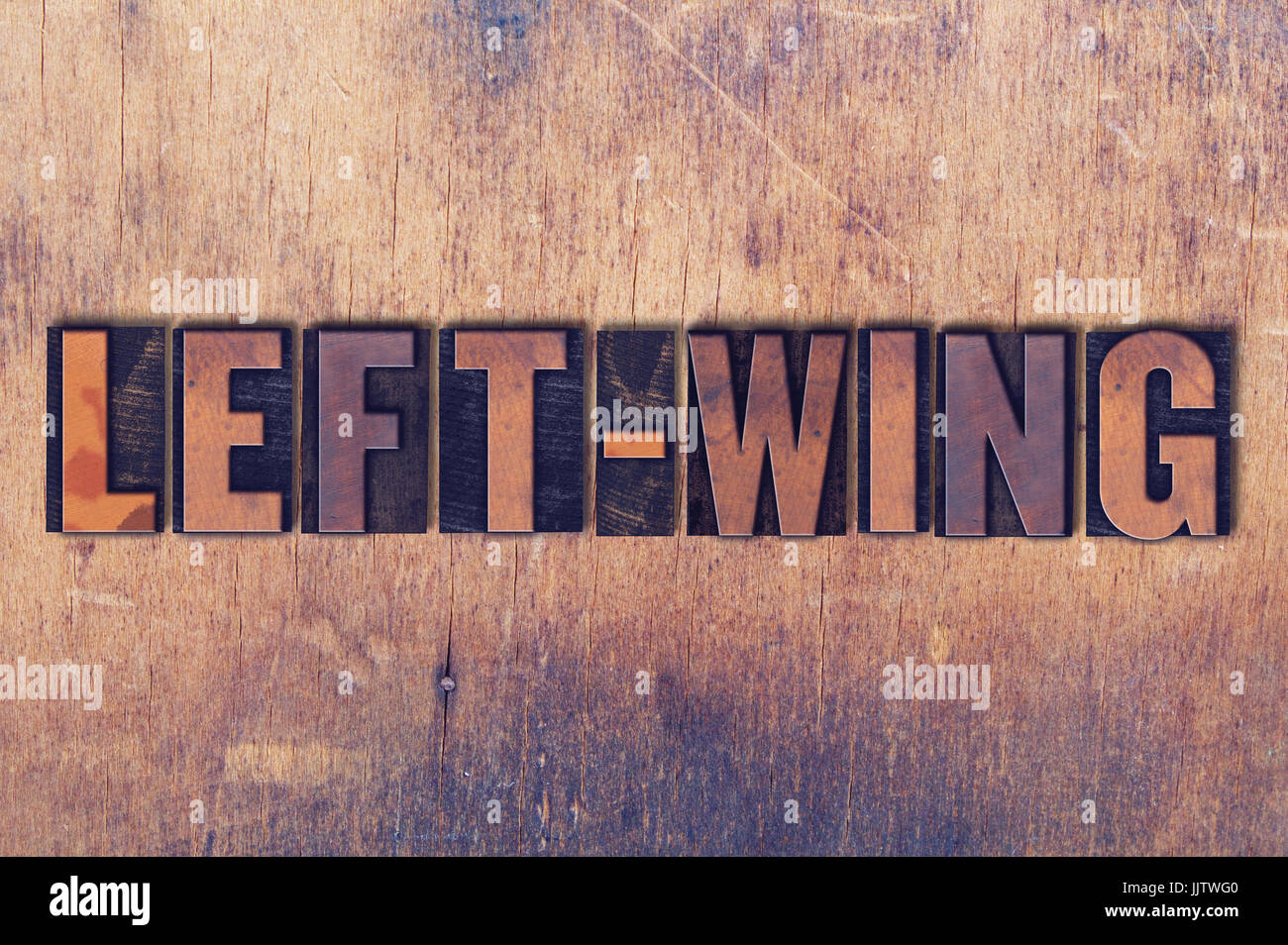 The word Left-Wing concept and theme written in vintage wooden ...