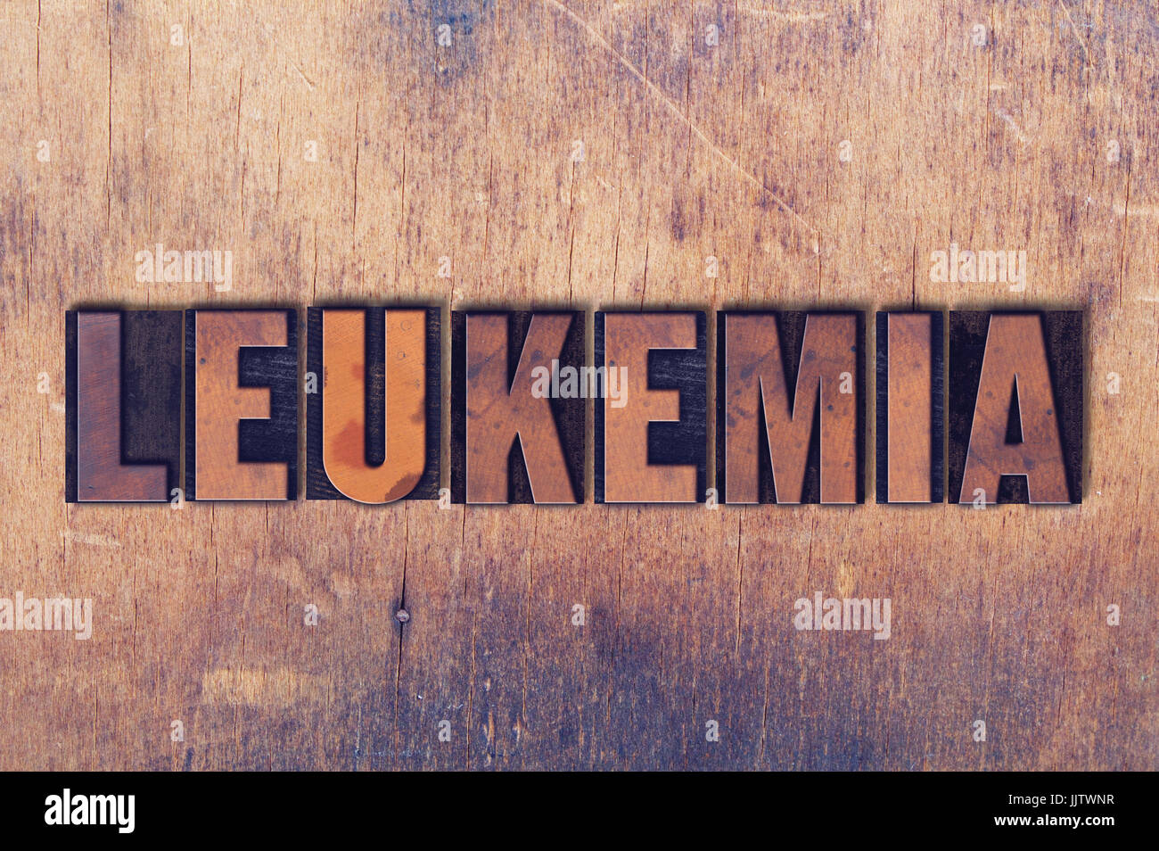 The word Leukemia concept and theme written in vintage wooden ...