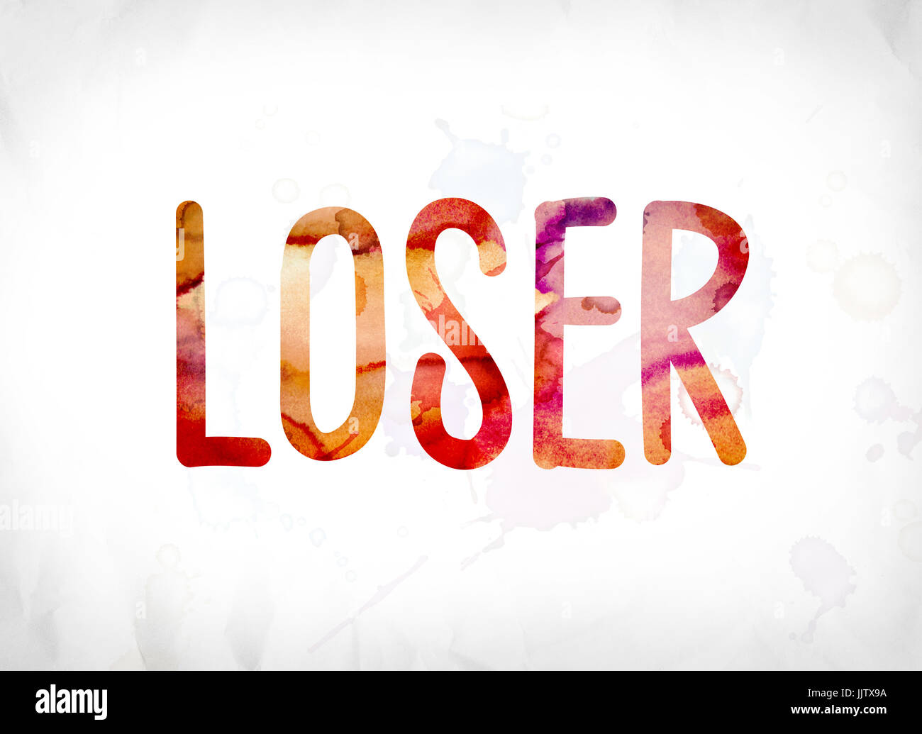 The word Loser concept and theme painted in colorful watercolors on a ...