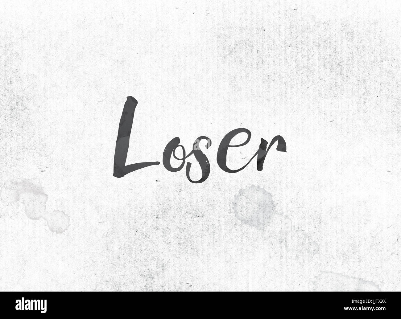 The word Loser concept and theme painted in black ink on a watercolor ...