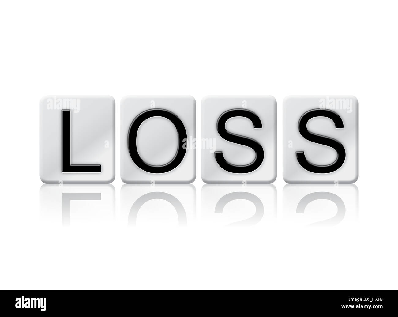 The word Loss concept and theme written in white tiles and isolated on ...