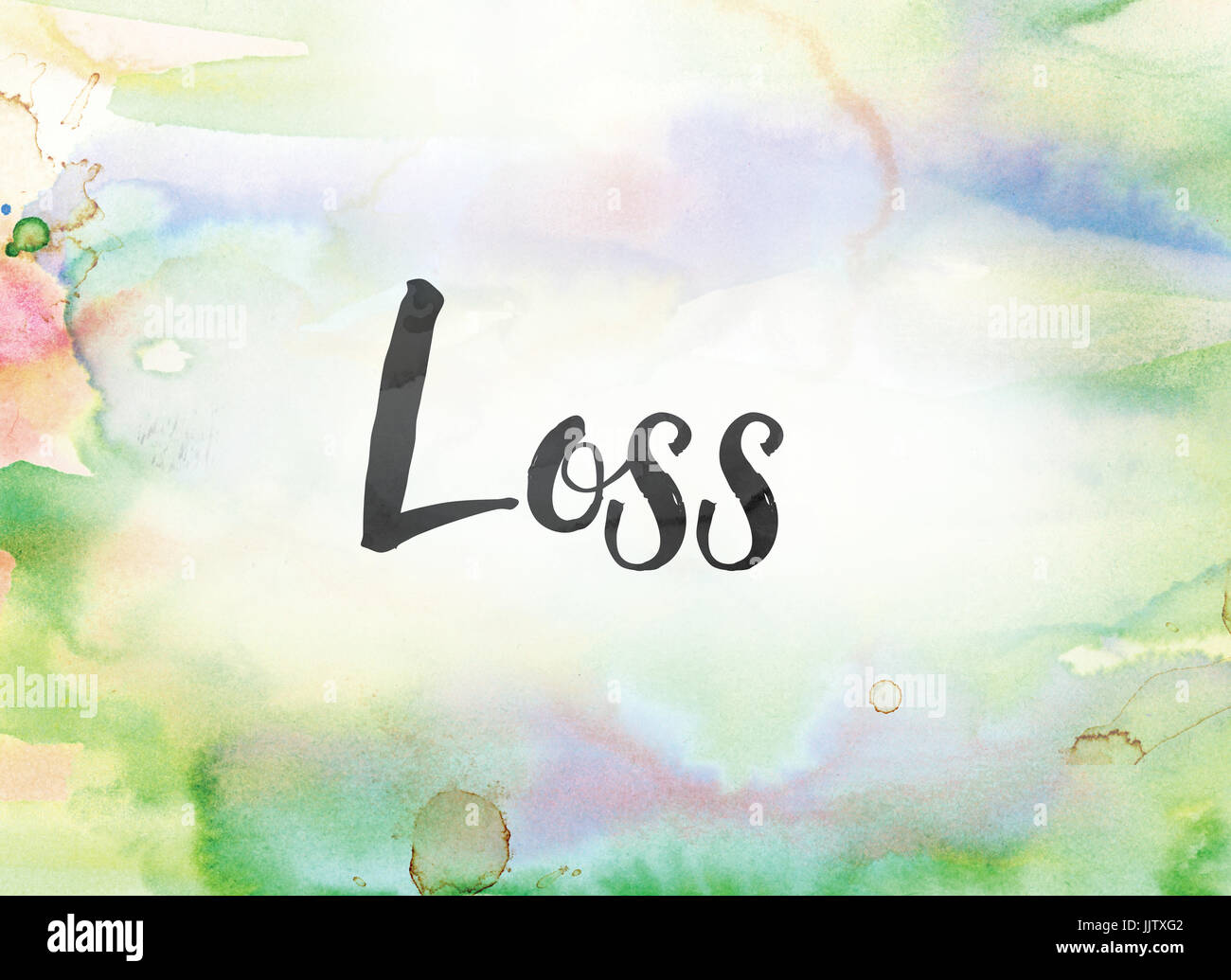 The word Loss concept and theme written in black ink on a colorful ...