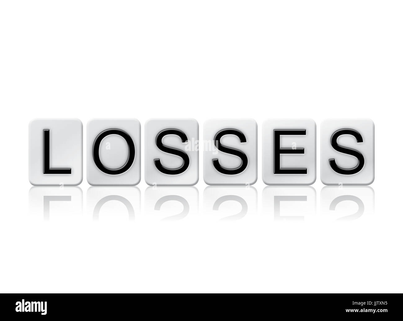 The word Losses concept and theme written in white tiles and isolated ...