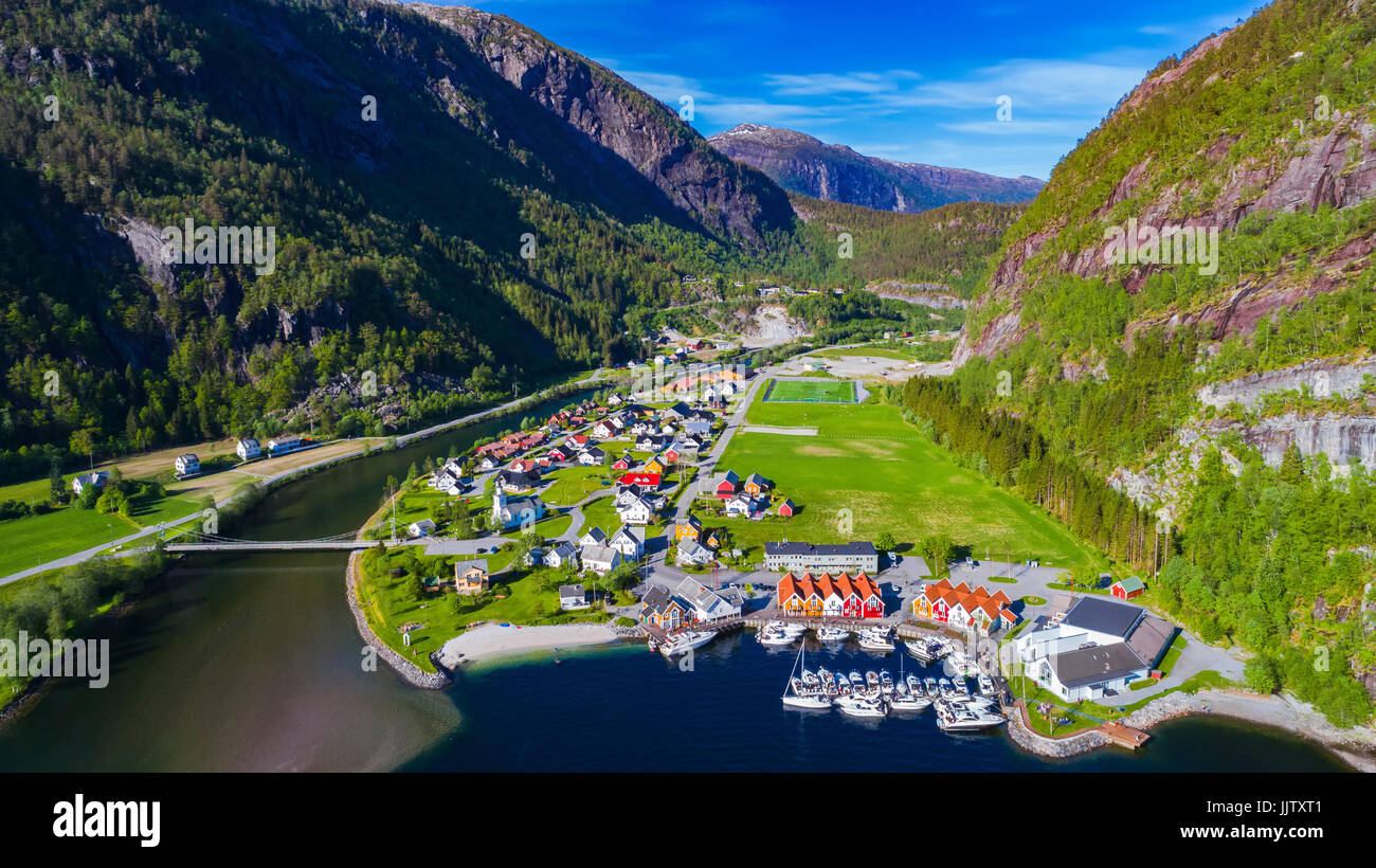 Modalen village from air. Hordaland, Norway Stock Photo - Alamy