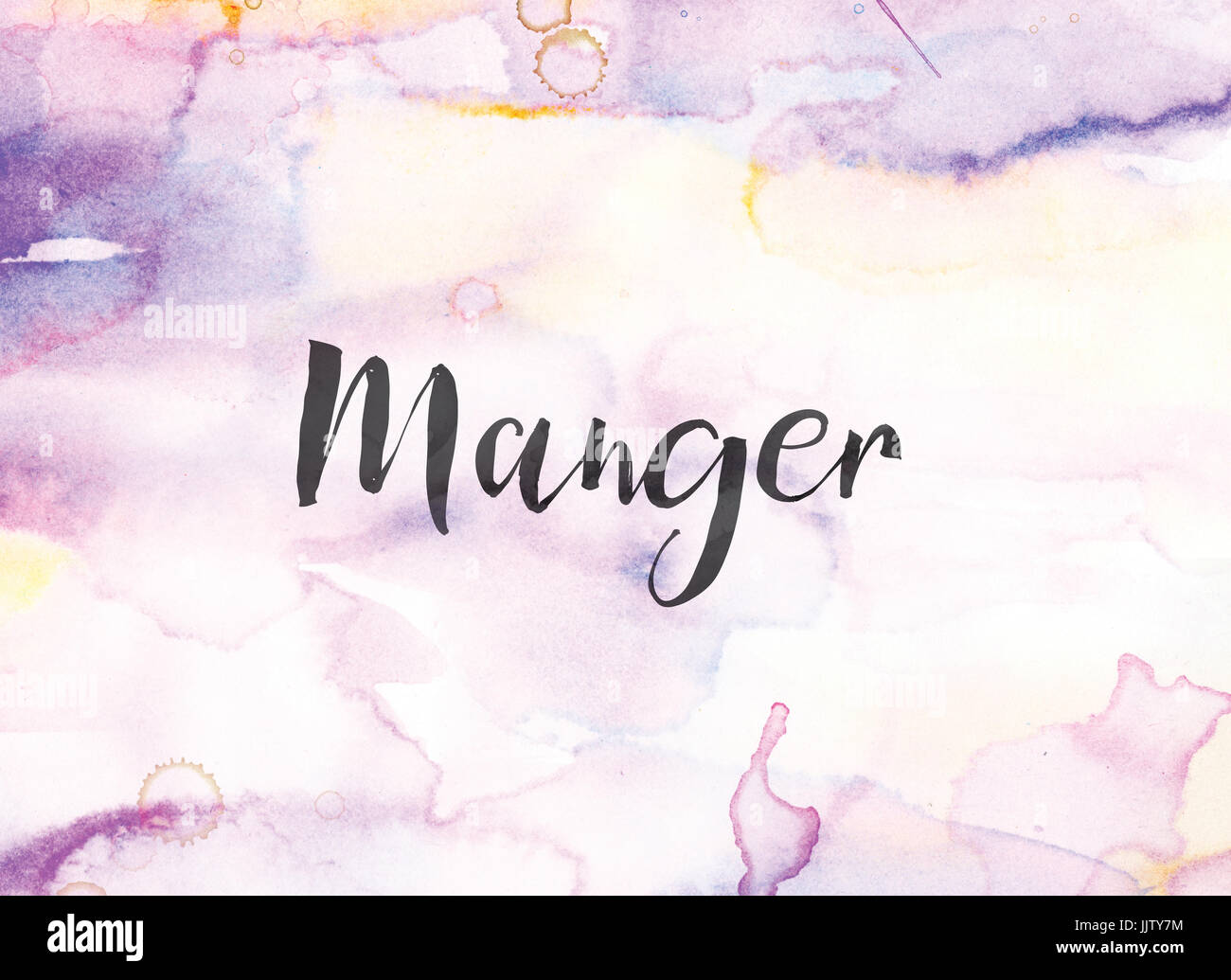 The word Manger concept and theme written in black ink on a colorful ...