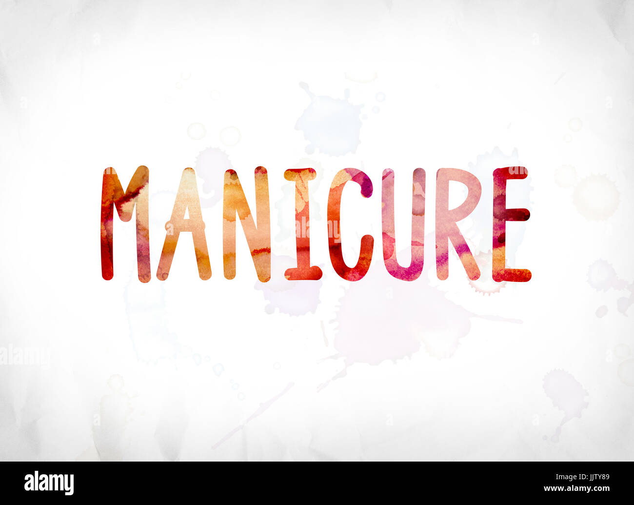 The word Manicure concept and theme painted in colorful watercolors on ...