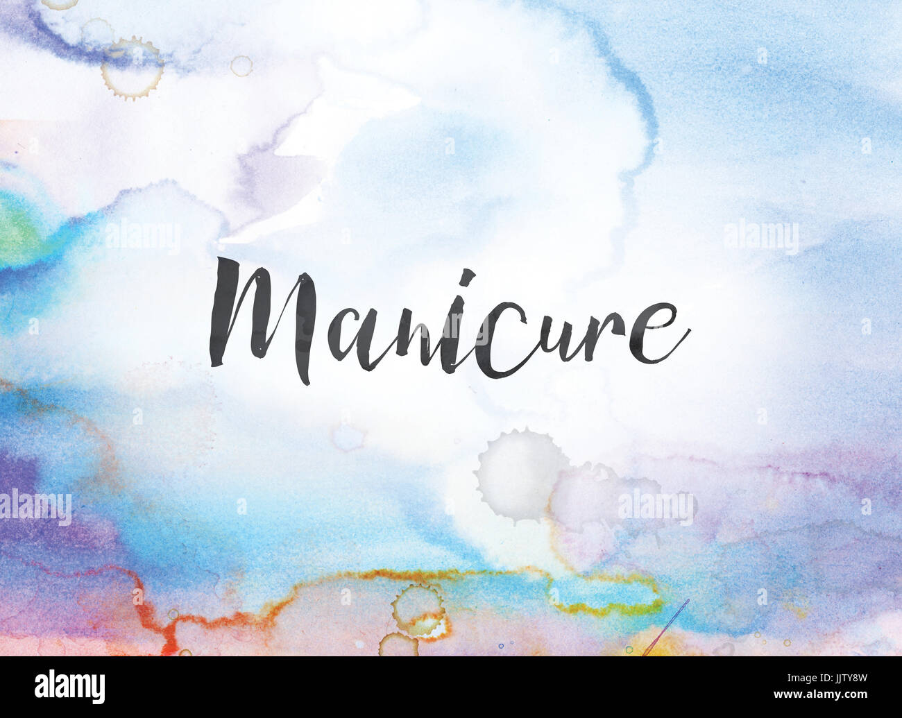 The word Manicure concept and theme written in black ink on a colorful ...