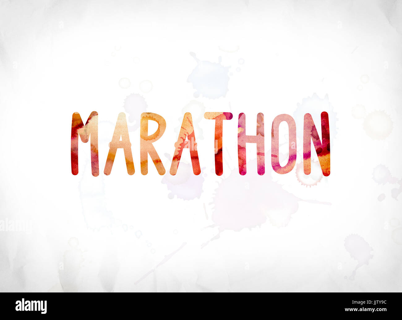 The word Marathon concept and theme painted in colorful watercolors on ...