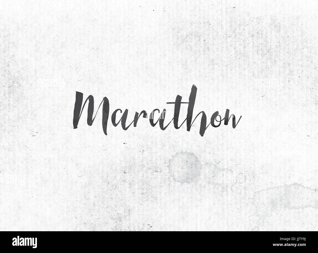 The word Marathon concept and theme painted in black ink on a ...