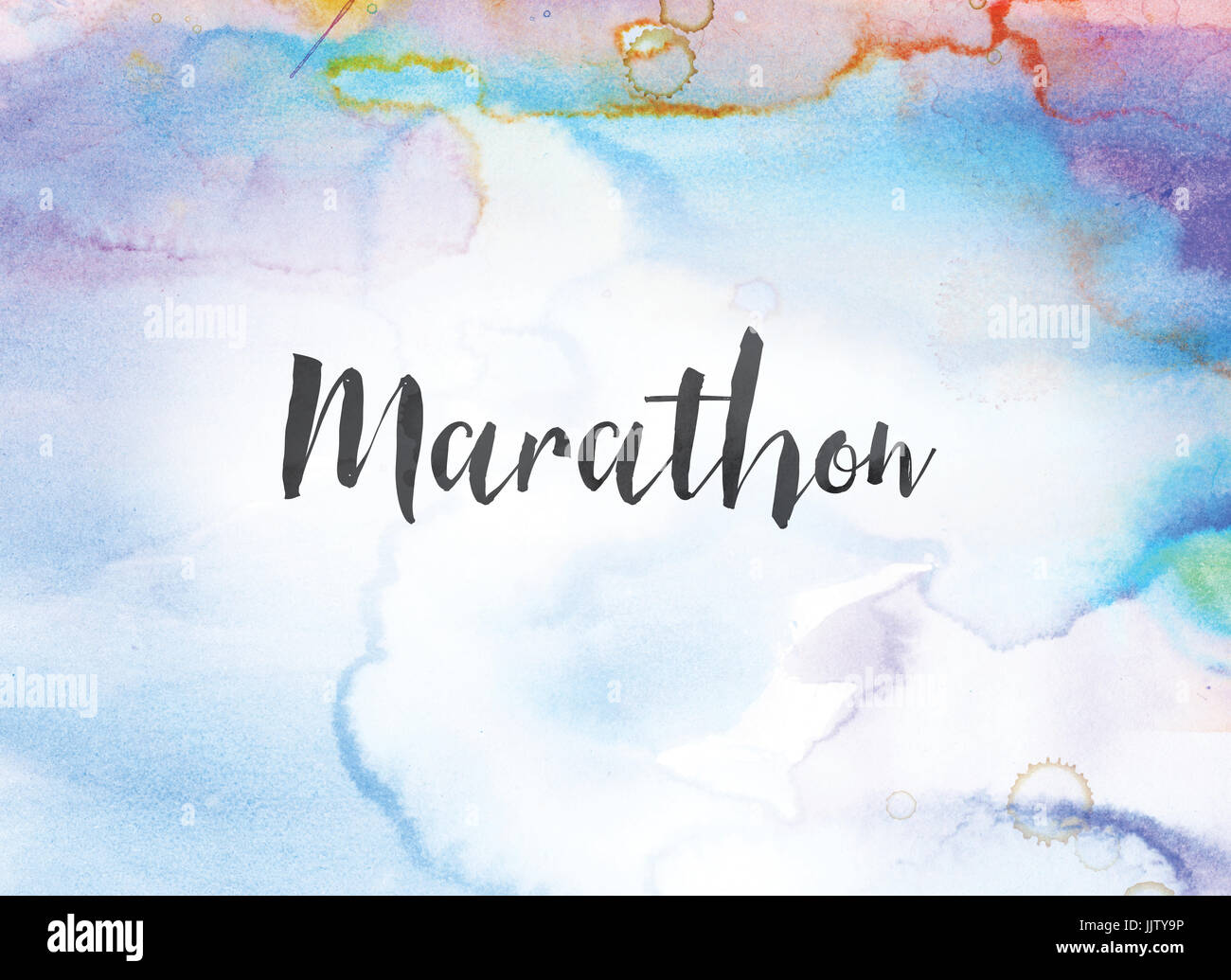 The word Marathon concept and theme written in black ink on a colorful ...