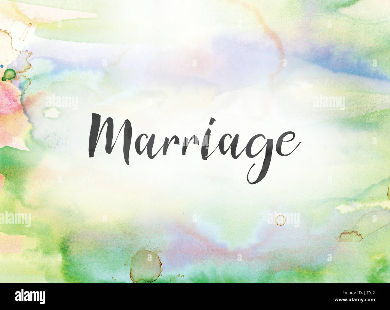 The word Marriage concept and theme written in black ink on a colorful ...