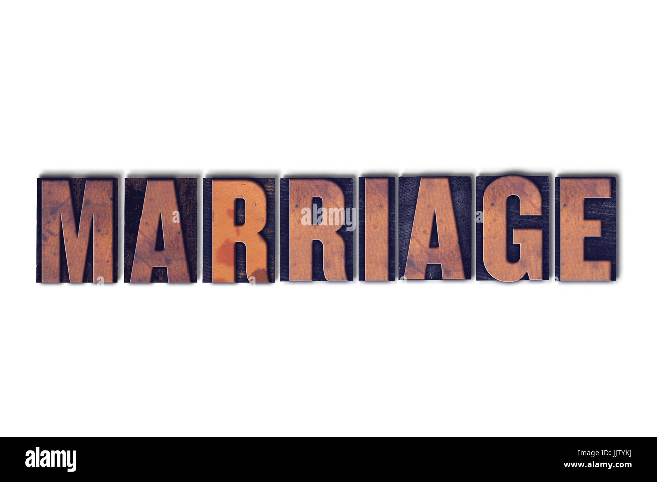 The word Marriage concept and theme written in vintage wooden ...