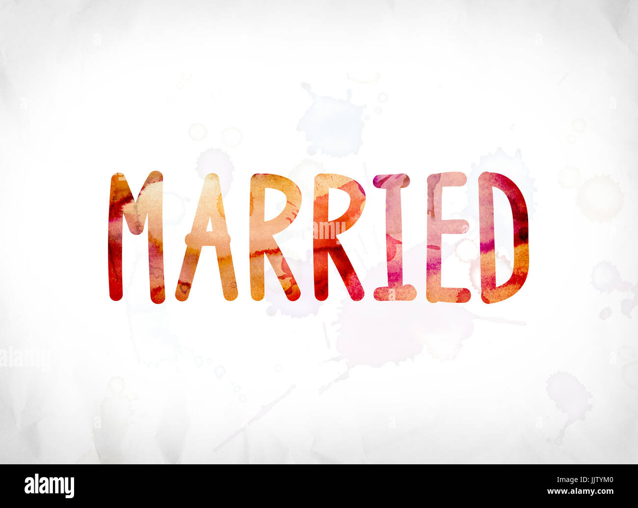 The word Married concept and theme painted in colorful watercolors on a ...