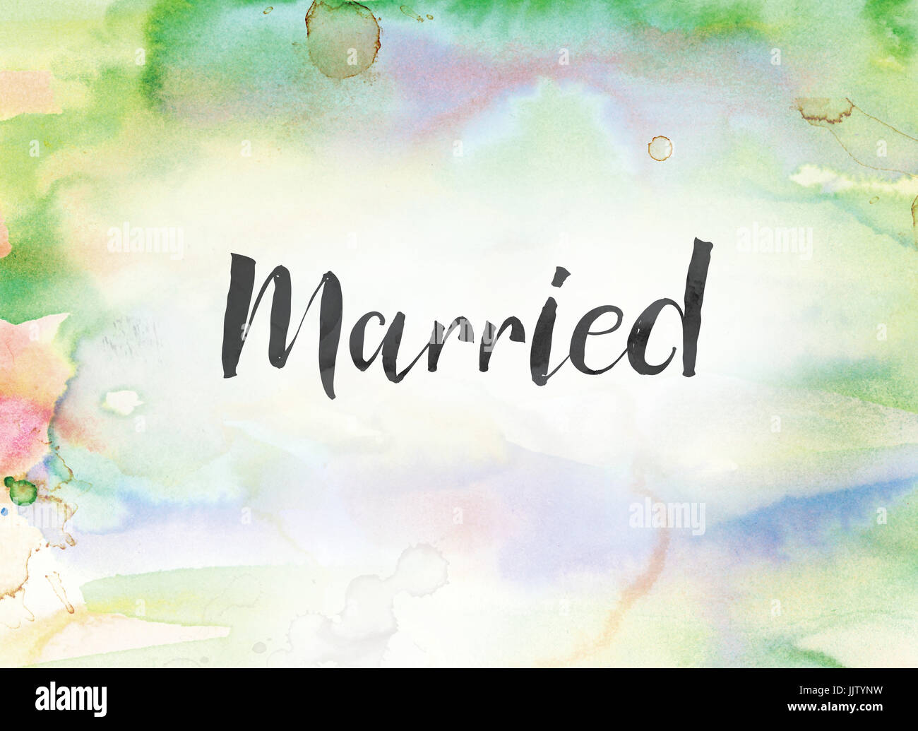 The word Married concept and theme written in black ink on a colorful ...