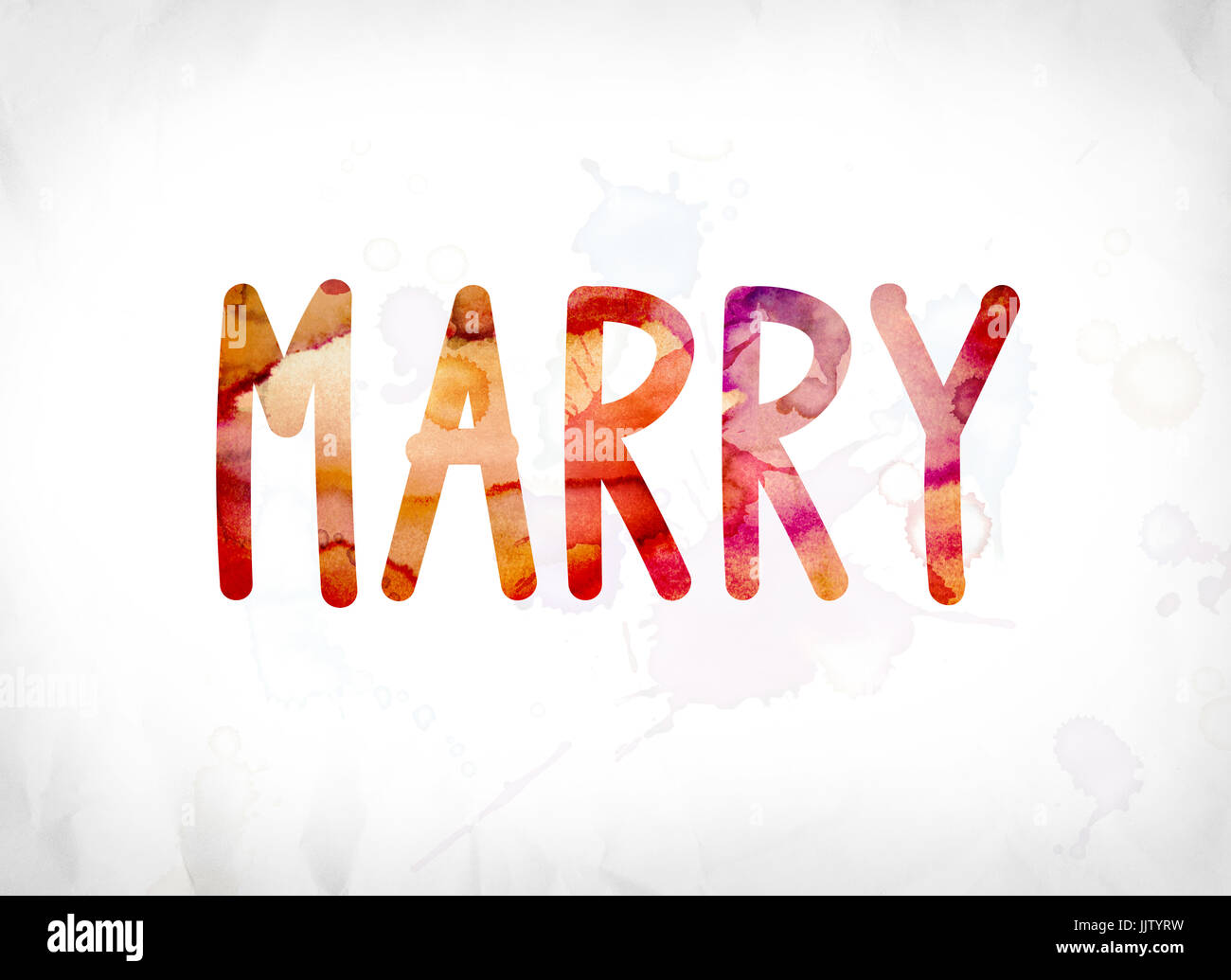 The word Marry concept and theme painted in colorful watercolors on a ...
