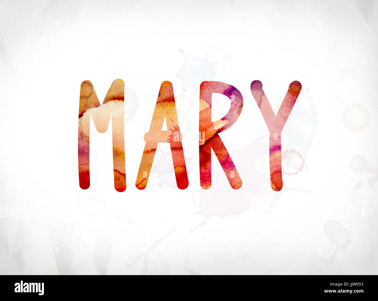 The name Mary concept and theme painted in colorful watercolors on a ...