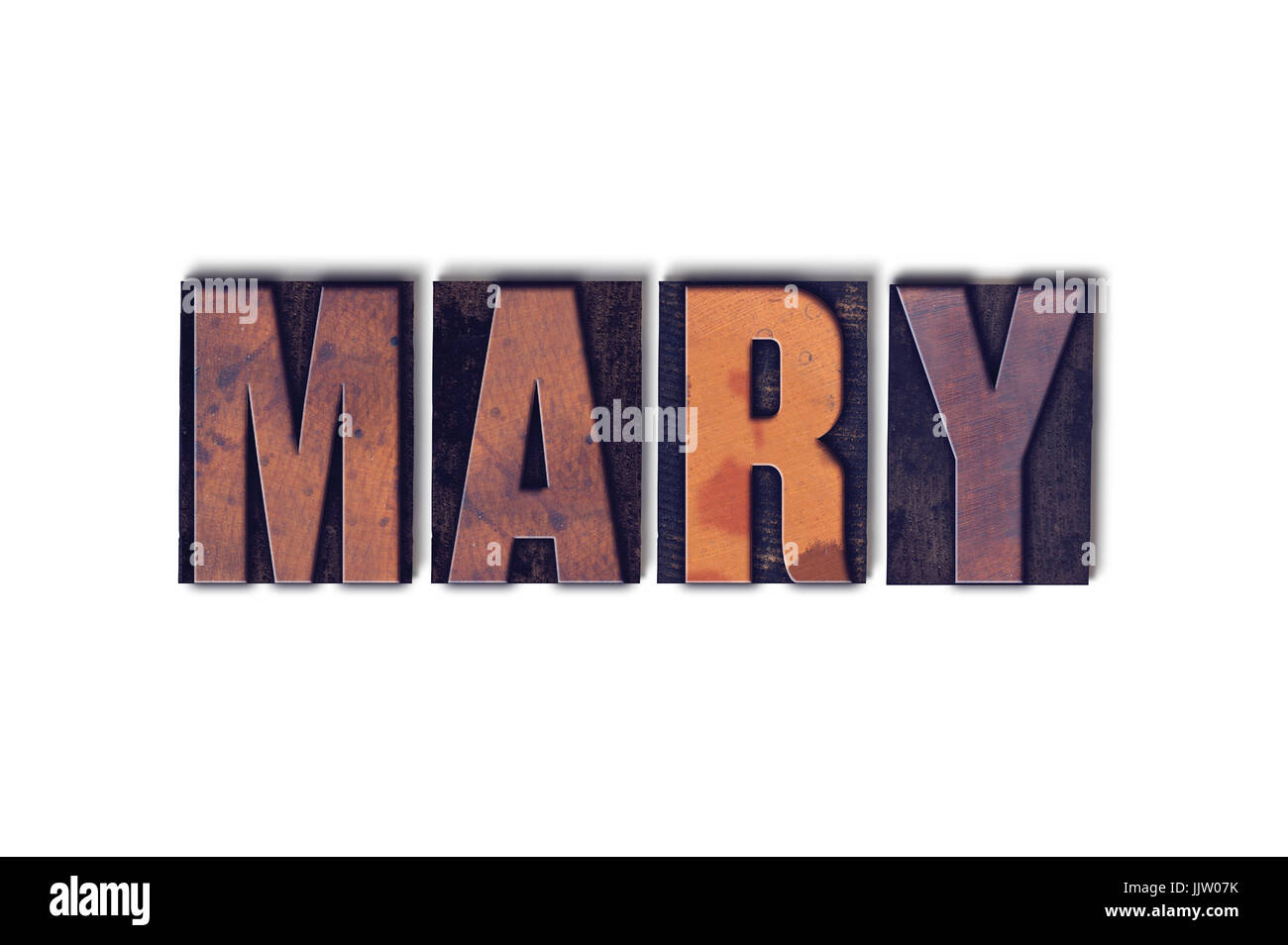 The name Mary concept and theme written in vintage wooden letterpress ...