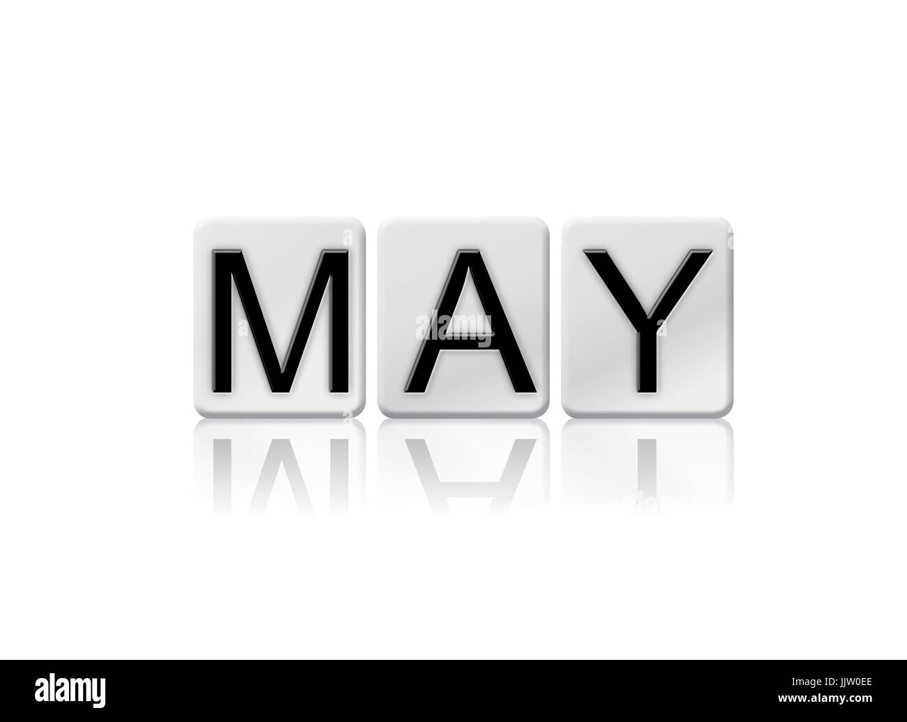 The word May concept and theme written in white tiles and isolated on a ...