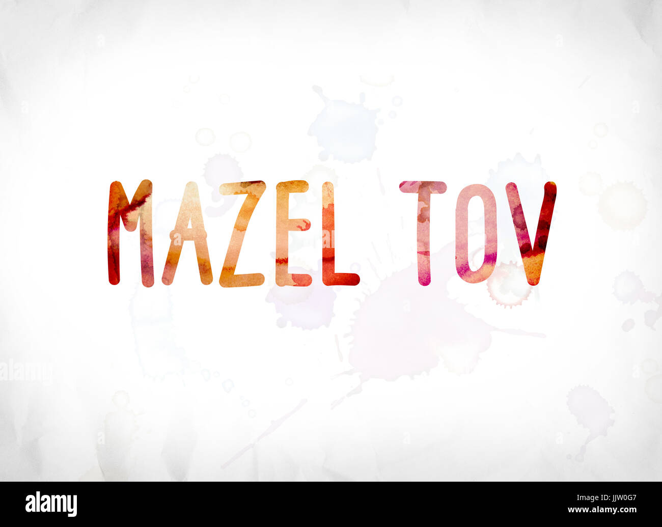The words Mazel Tov concept and theme painted in colorful watercolors ...