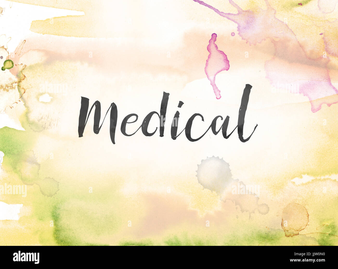 The word Medical concept and theme written in black ink on a colorful ...