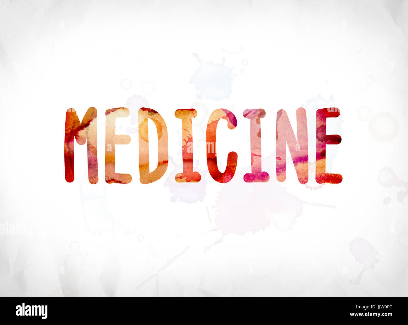 The word Medicine concept and theme painted in colorful watercolors on ...