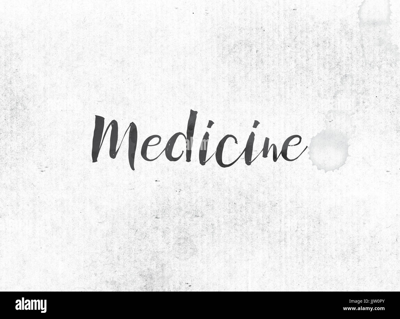 The word Medicine concept and theme painted in black ink on a ...